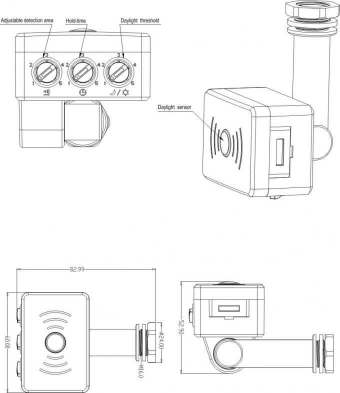 5.8GHz Outdoor Microwave Motion Sensor MC055S For Flood Lineal Light