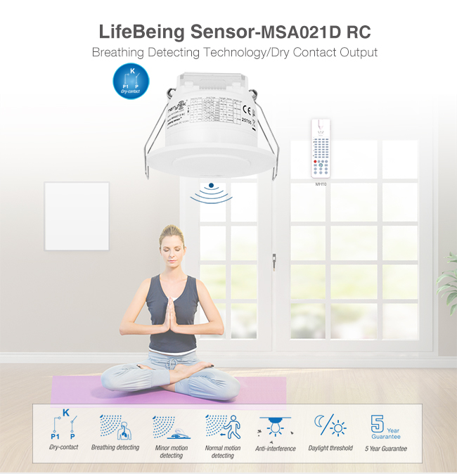 Breathing Detecting ceiling mounted occupancy sensor Dry Contact Output ...