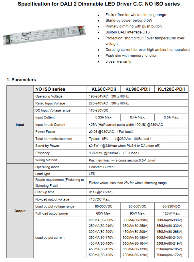120W DALI Dimmable LED Driver IP20 Protection With Linear Metal Shell