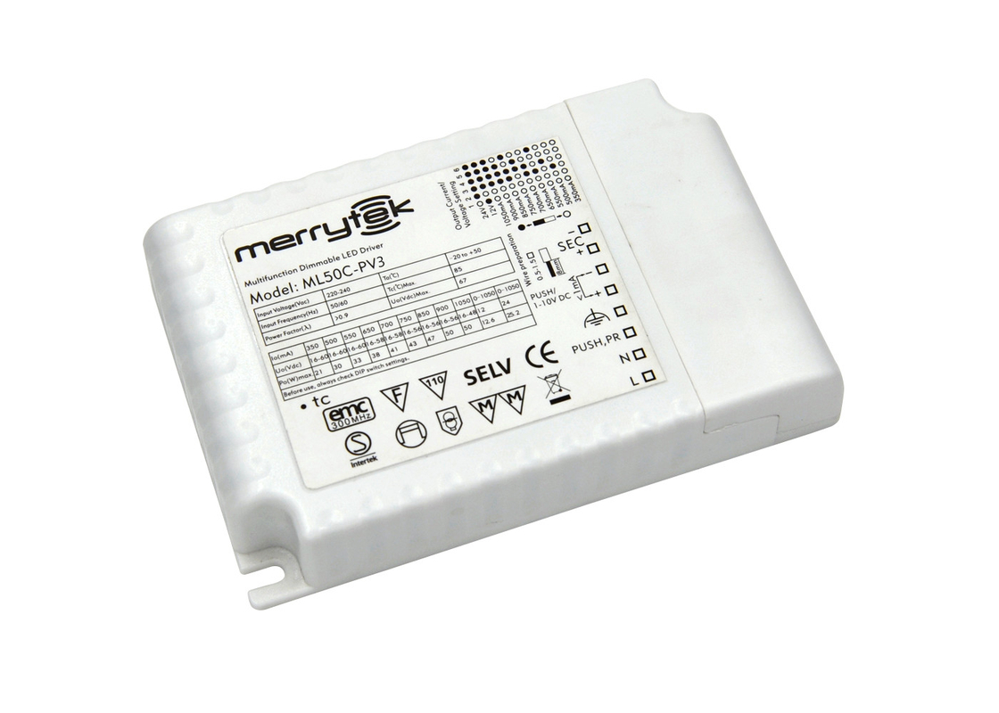 Flicker-free Hot Plug Series 1-10V Dimmable LED Driver ML50C-PVH 50W Max Flicker-free Hot Plug Series 1-10V Dimmable LED Driver ML50C-PVH 50W Max