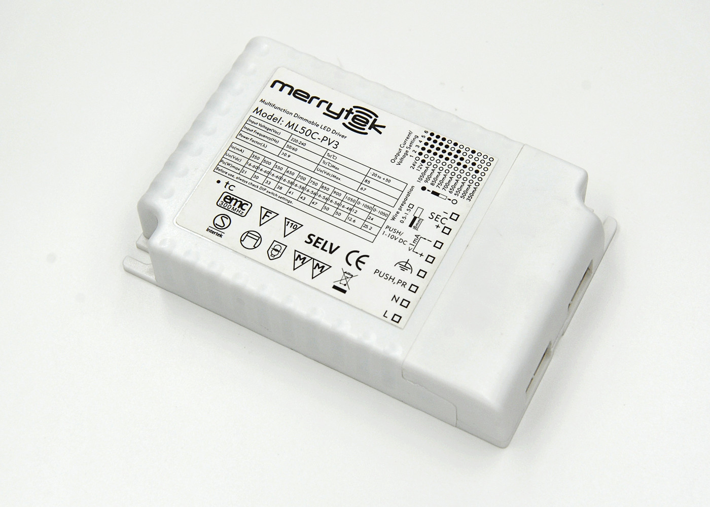 Flicker-free Hot Plug Series 1-10V Dimmable LED Driver ML50C-PVH 50W Max Flicker-free Hot Plug Series 1-10V Dimmable LED Driver ML50C-PVH 50W Max