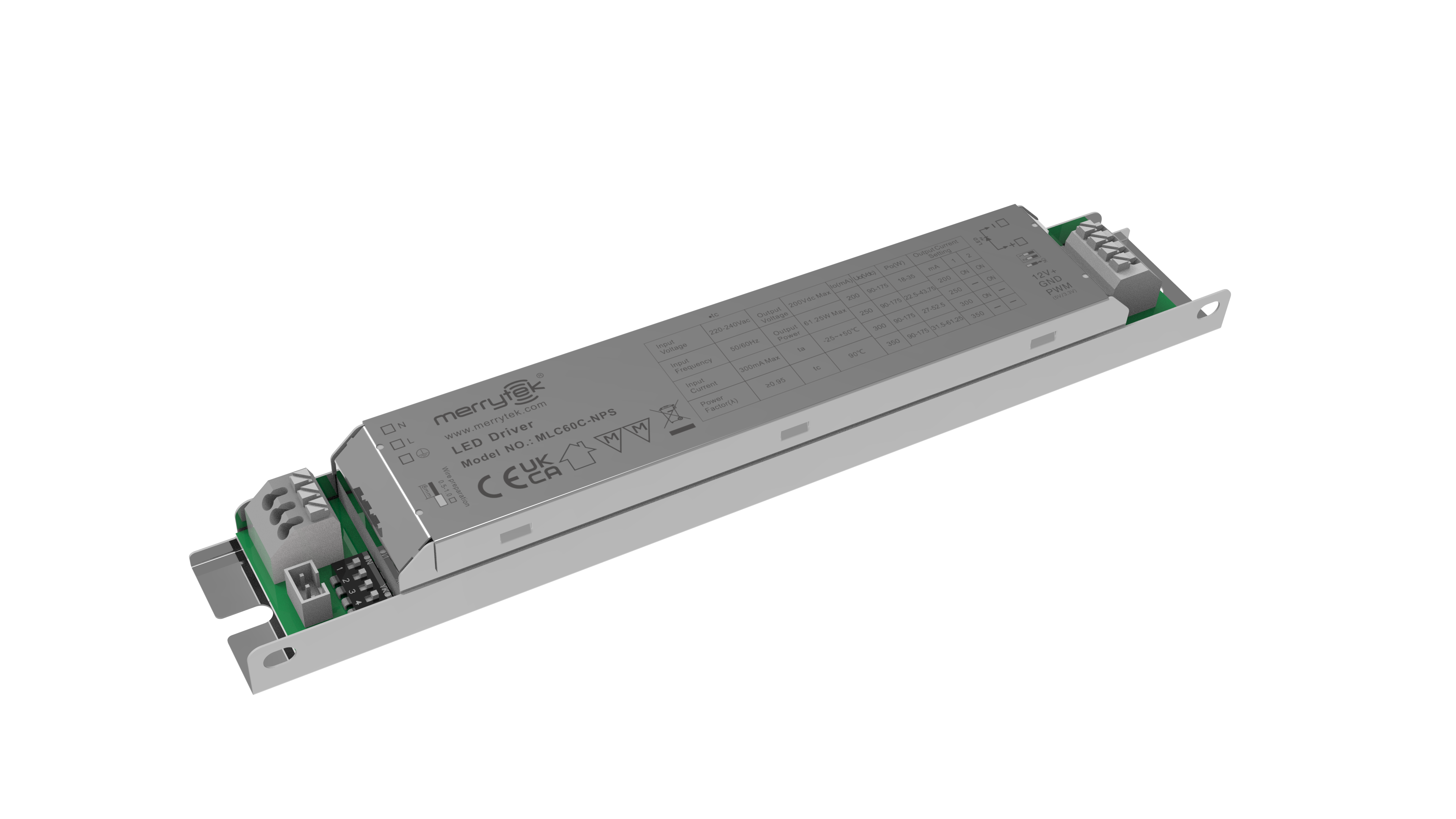 60W Sensor Dim LED Driver, 200-350mA Flicker-Free Power Supply