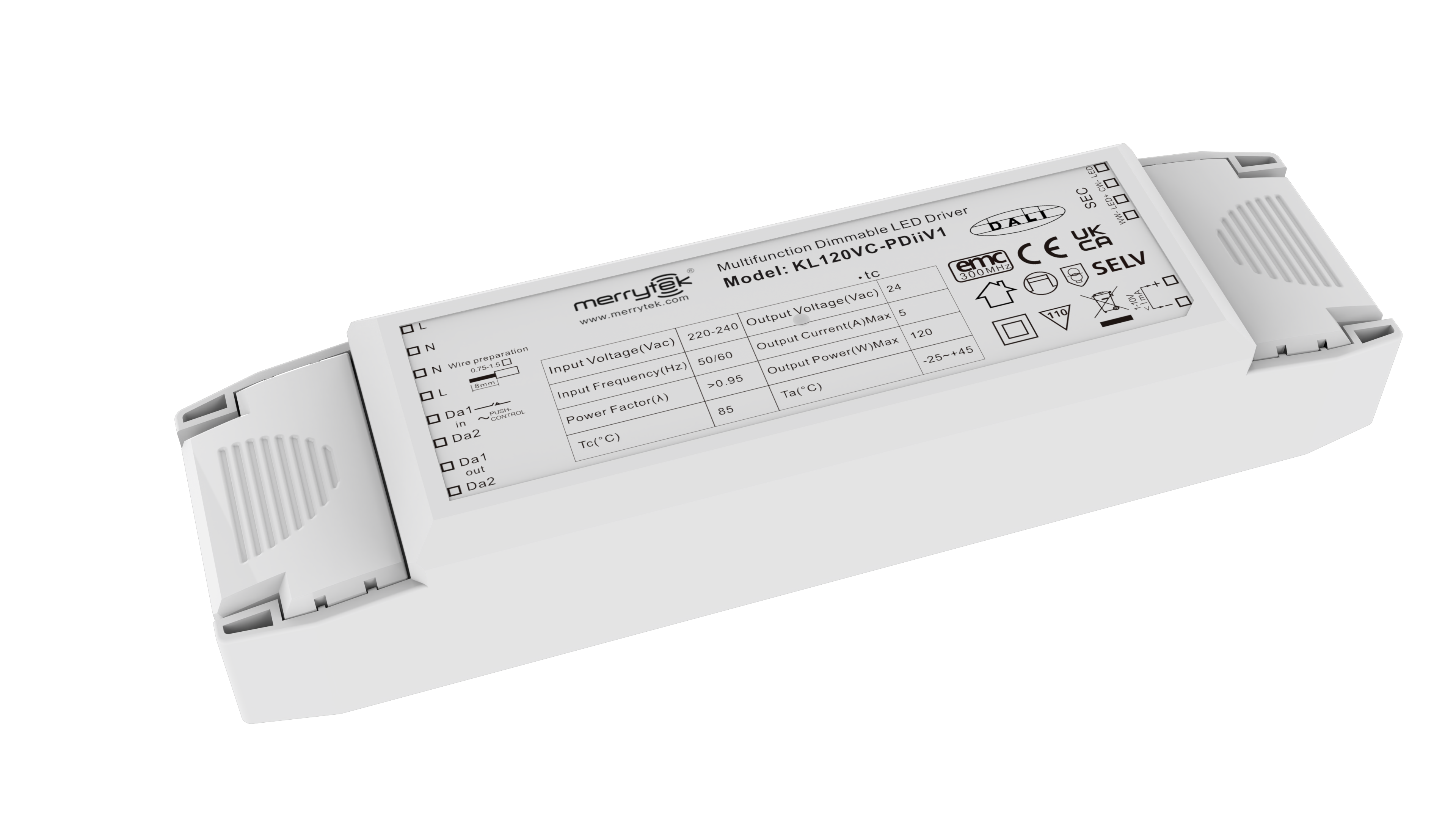 120W 24V DALI DT8 Dimmable LED Driver with 5-Year Warranty