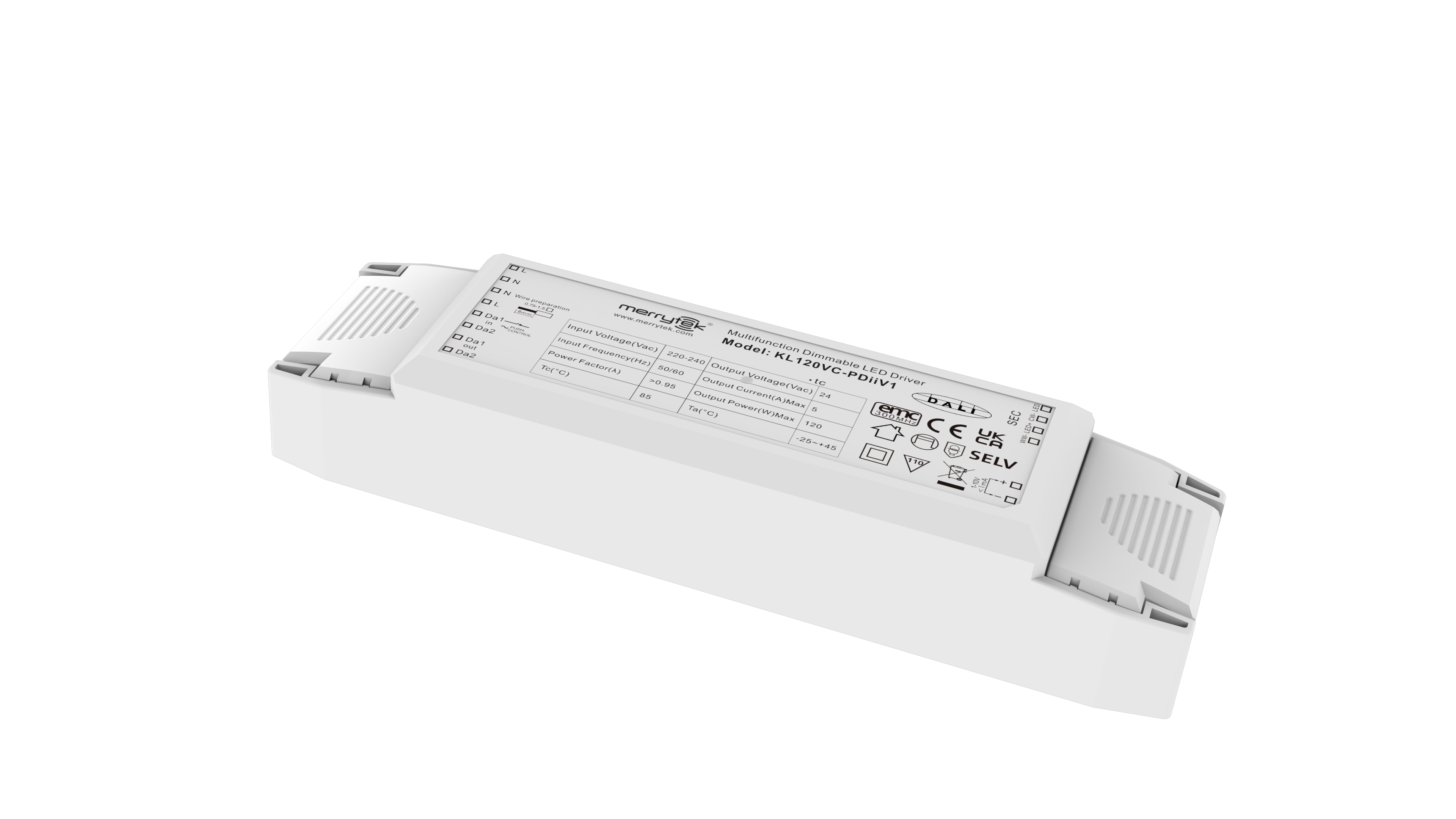 120W 24V DALI DT8 Dimmable LED Driver with 5-Year Warranty